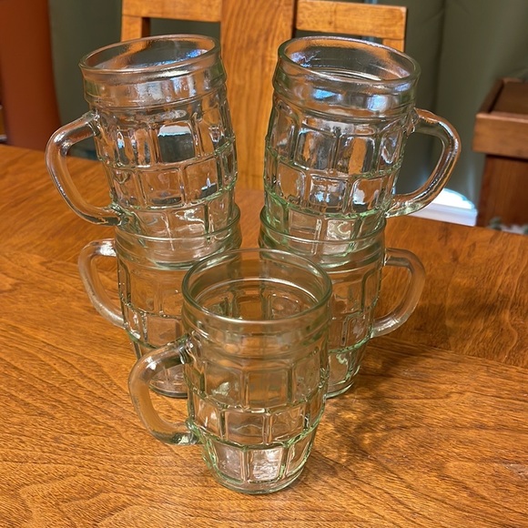 Vintage | Dining | Vintage Green Depression Glass Barrel Mugs Set Of 5 ...